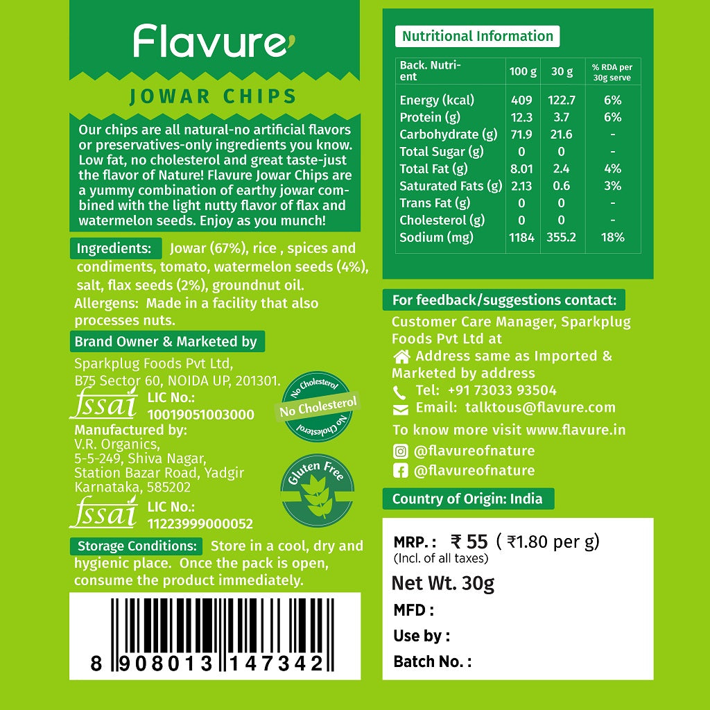 Flavure Baked Jowar Chips with Watermelon and Flax Seeds | Flavure